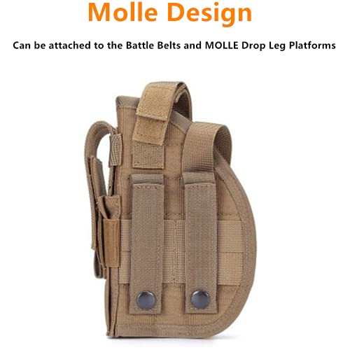 ACEXIER Universal Tactical Gun Holster Right Hand Molle Pistol Holster Combat Airsoft Waist Belt Holster for 1911 45 92 96 G1ock(Khaki)