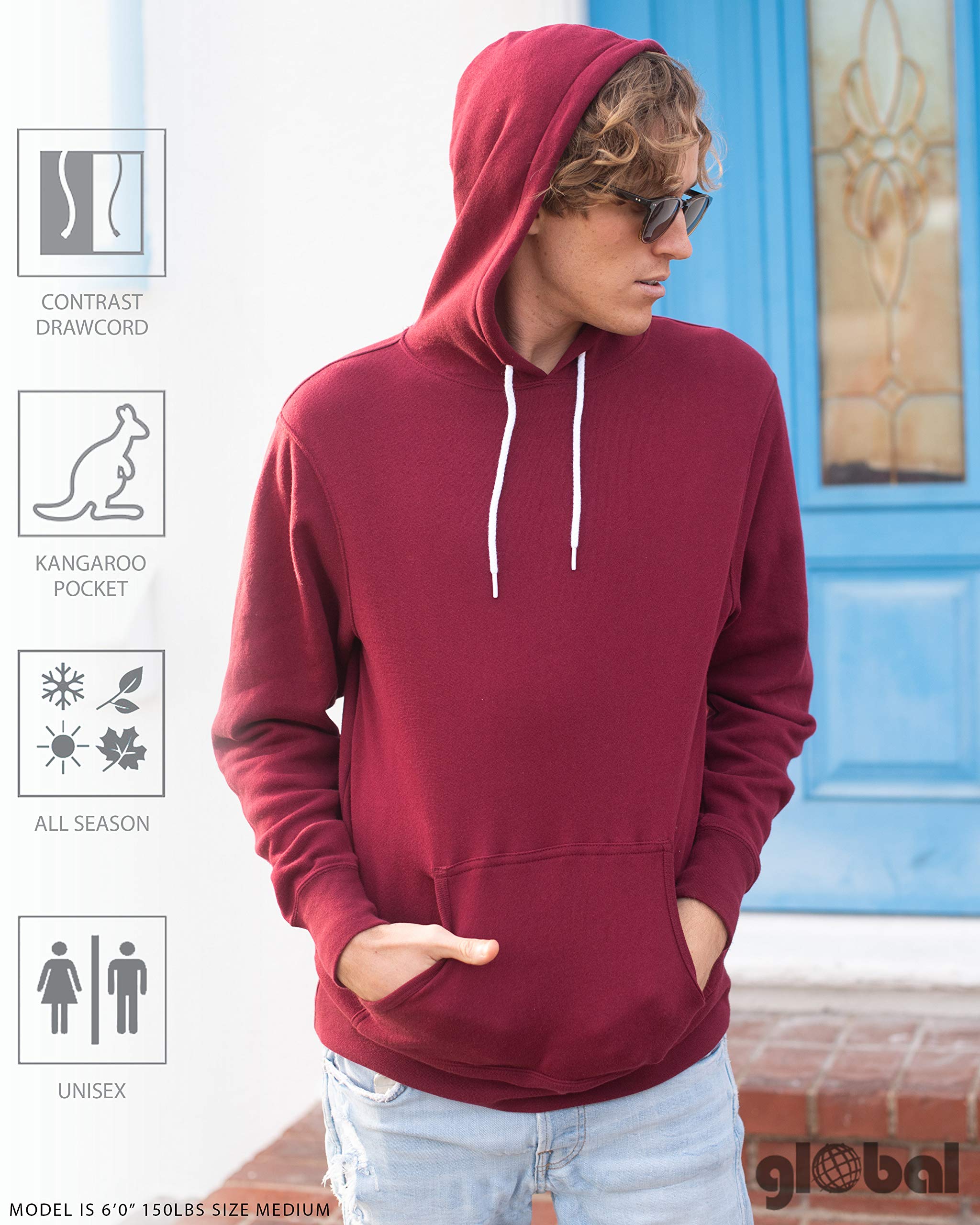 Global Blank Mens Pullover Hooded Sweatshirts Plain Hoodie for Men and Women Sweatshirt Hoodies, Camo Black, X-Large