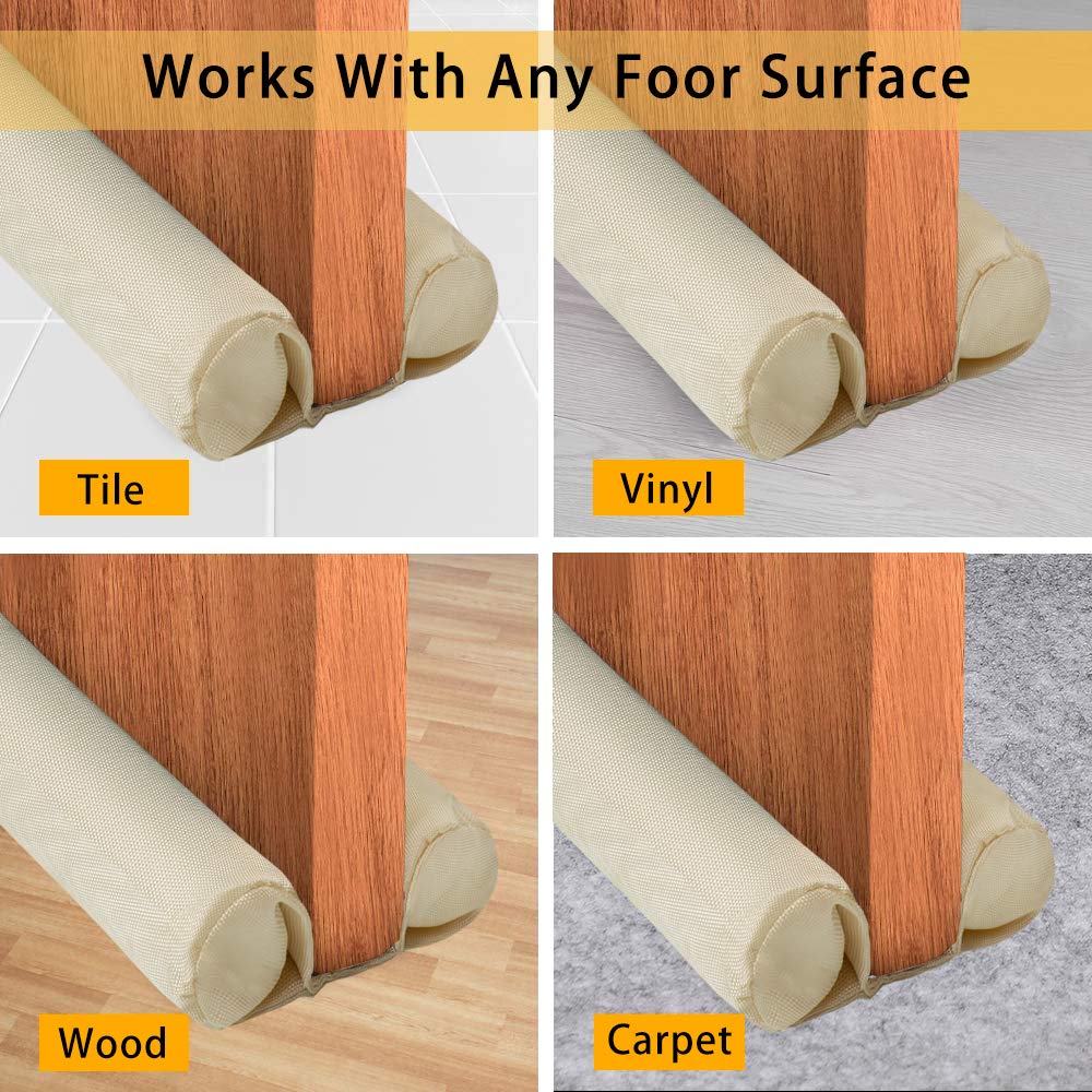 TumiMallody Waterproof Under Door Draft Stopper - 36 Inch Door Draft Stoppers Weather Stripping Noise Blocker Door Sweeps, Adjustable Size 32-36 Inch (Beige)