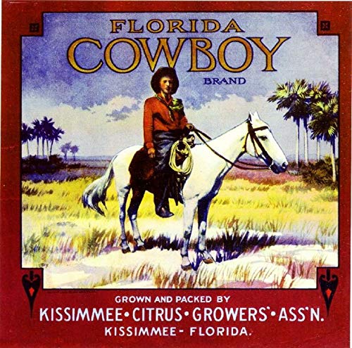 TYmall Wall Art Metal Hanging Sign Kissimmee Florida Cowboy #2 Orange Citrus Fruit Crate Box Label Art Print Metal Tin Sign 12X12 Inch Wall Decor Sign