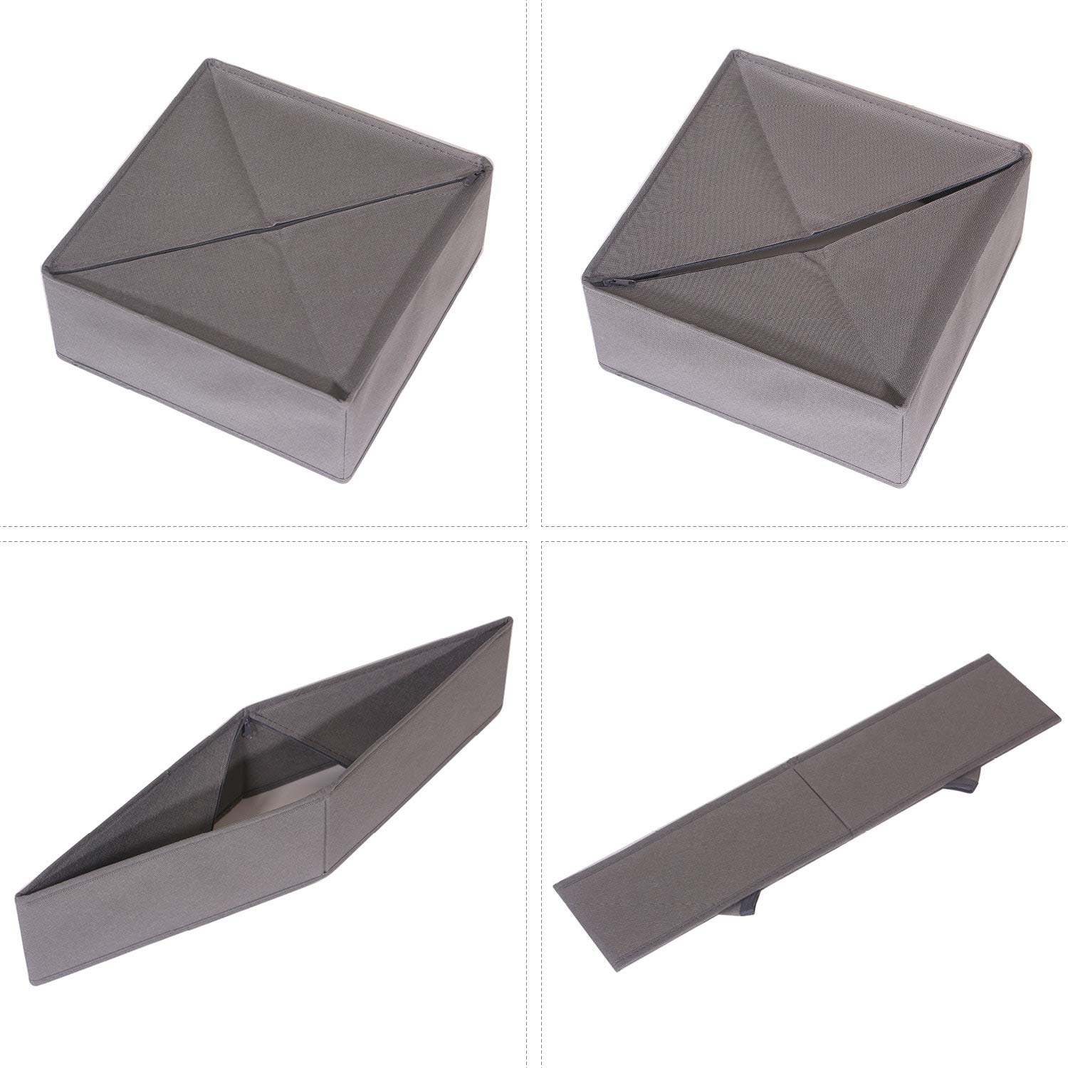 DIOMMELL 6 Pack Foldable Cloth Storage Box Closet Dresser Drawer Organizer Fabric Baskets Bins Containers Divider for Clothes Underwear Bras Socks Lingerie Clothing, M Grey 22-2000