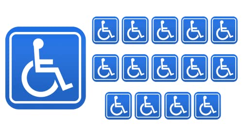 Handicap Sticker Decals, 15 Pack 5 in x 5 in Disabled Wheelchair Accessible Vinyl Labels Glossy Premium UV Protected Self Adhesive for Indoors & Outdoors