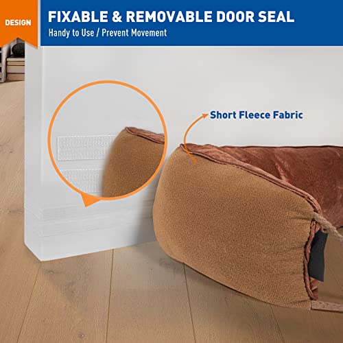 MAGZO Door Pillow Draft Stopper 32 Inch, Weighted Flower Printed Door Draft Blocker Under Door Air Noise Blocker, Coffee