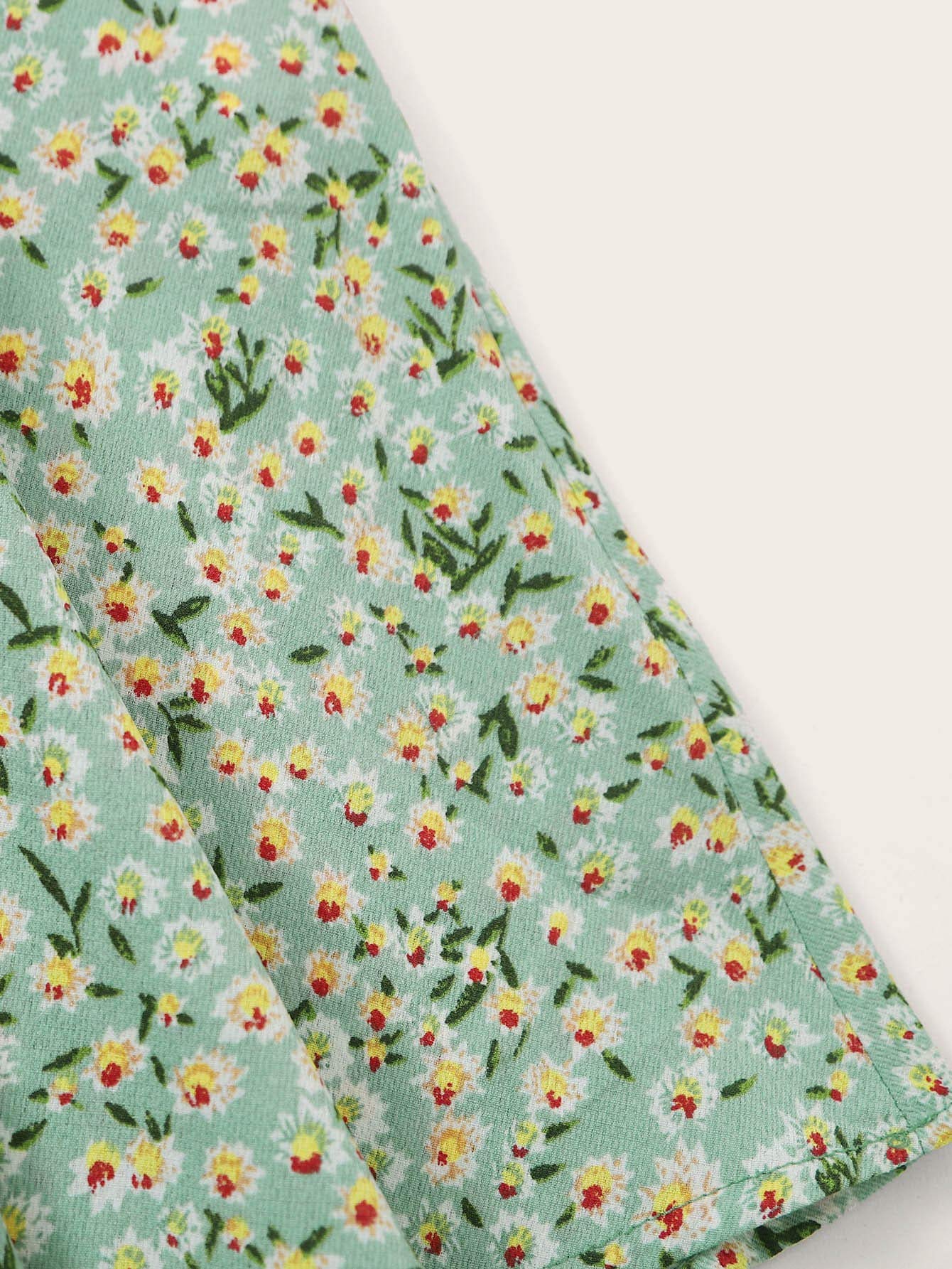 Floerns Women's Ditsy Floral High Waist Cami Short A Line Dress Green S