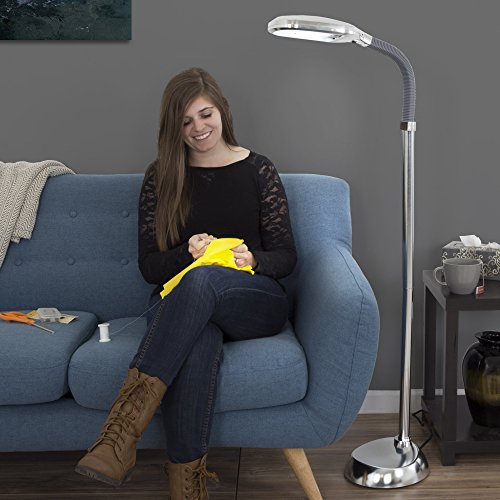 Lavish Home 72-A0002 (Metallic Silver) Natural Full Spectrum Sunlight Reading and Crafting Lamp, 5 Foot