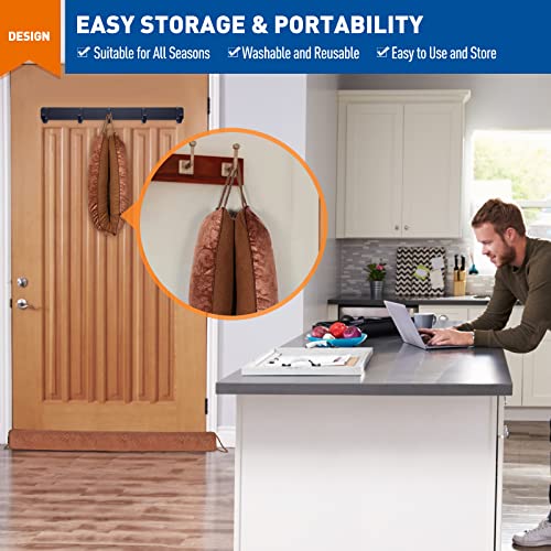 MAGZO Door Pillow Draft Stopper 32 Inch, Weighted Flower Printed Door Draft Blocker Under Door Air Noise Blocker, Coffee