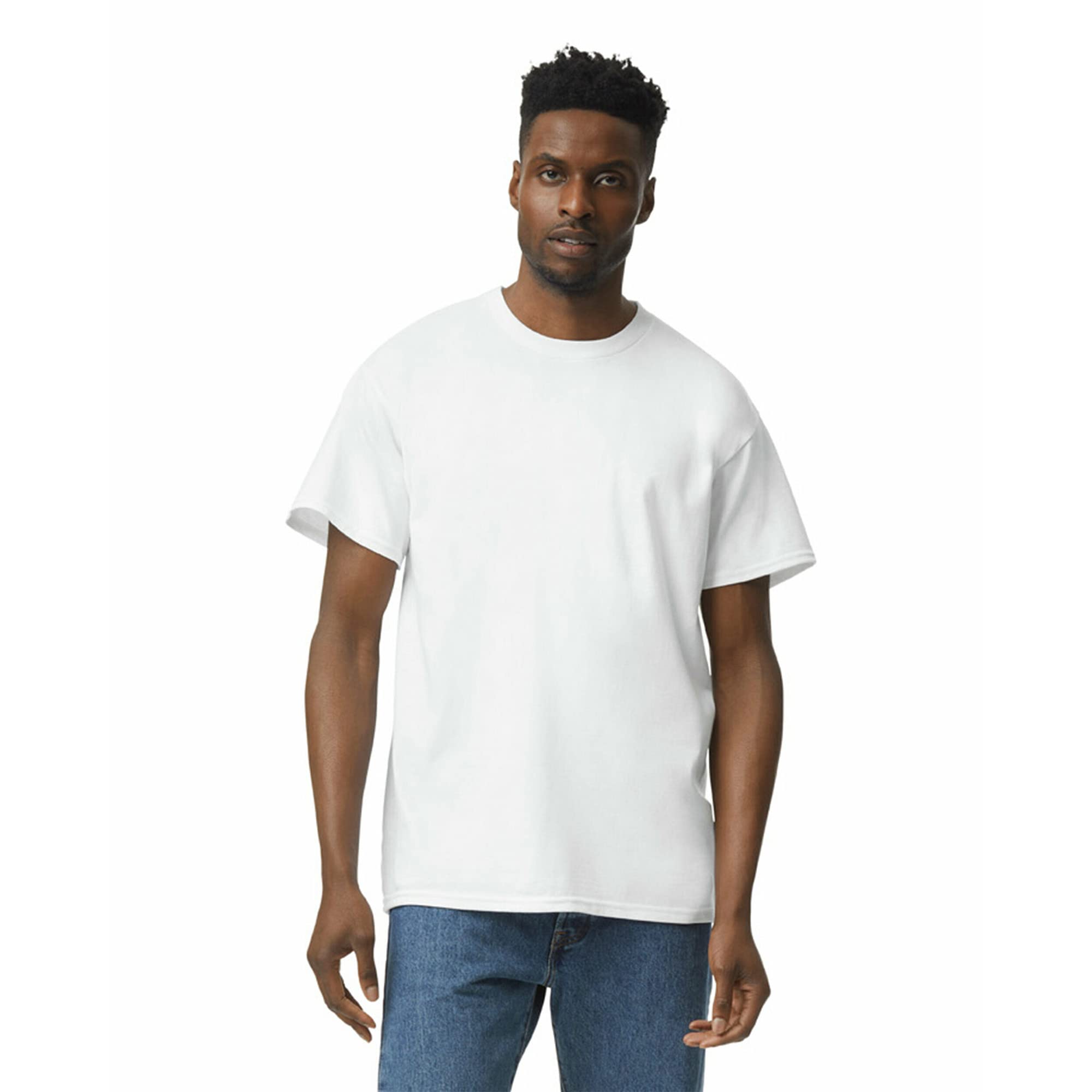 Gildan Men's Heavy Cotton T-Shirt, Style G5000, Multipack, White (10-Pack), Large