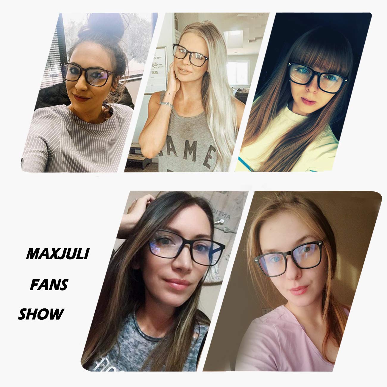 MAXJULI Fake Glasses with Cute Nerd Frame Reading/Gaming/TV/Phones Glasses for Women Men (Purple Gradient Pink)