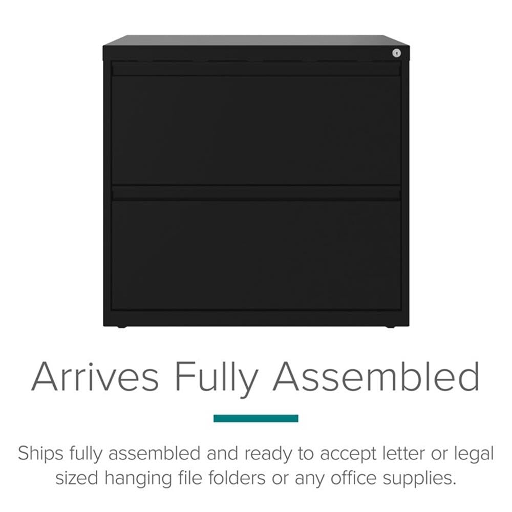 Hirsh 30 inch Wide 2 Drawer Lateral 101 File Cabinet in Black, Fully Assembled