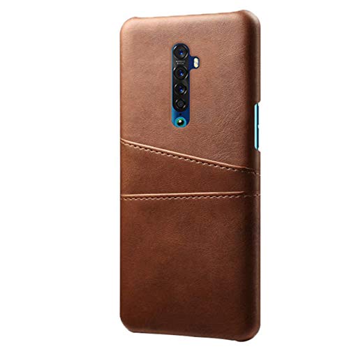 HualuBro Oppo Reno 2 Case, Premium PU Leather Ultra Slim Shockproof Back Bumper Phone Case Cover with Card Slot Holder for Oppo Reno 2 / Reno2 Phone Case (Brown)