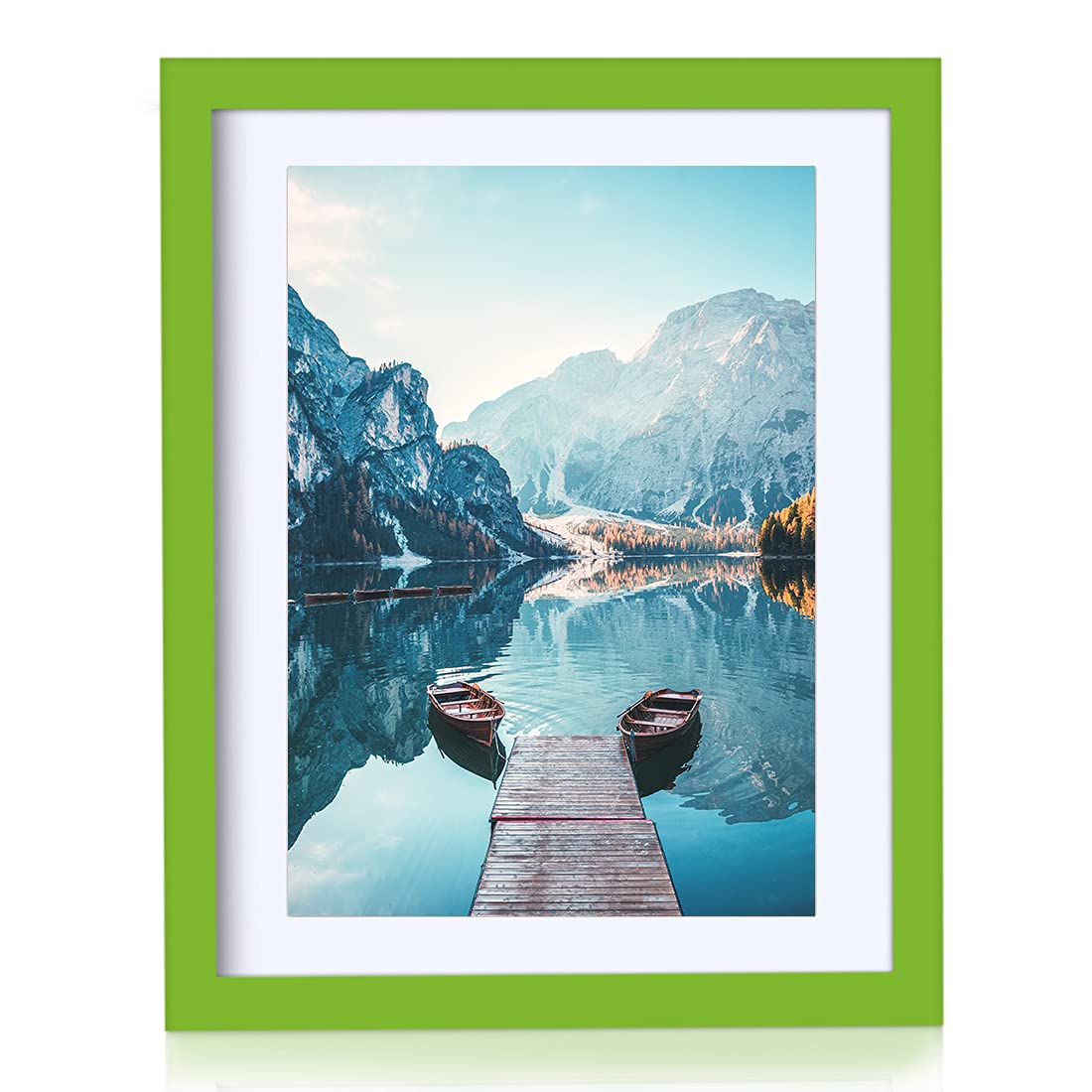 BOJIN 11x14 Picture Frames Green, Solid Wood Display Picture A4 with Mat or 11x14 Without Mat, Wall Hanging Decoration Photo Frame