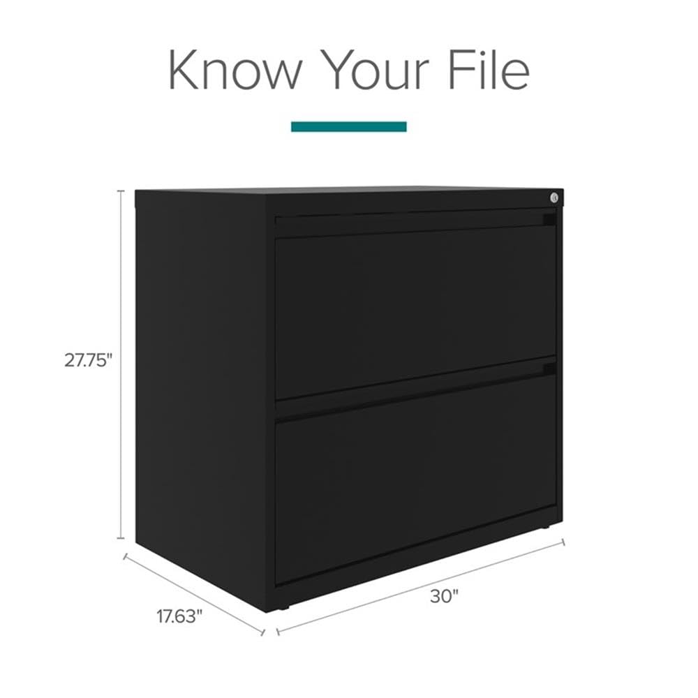 Hirsh 30 inch Wide 2 Drawer Lateral 101 File Cabinet in Black, Fully Assembled