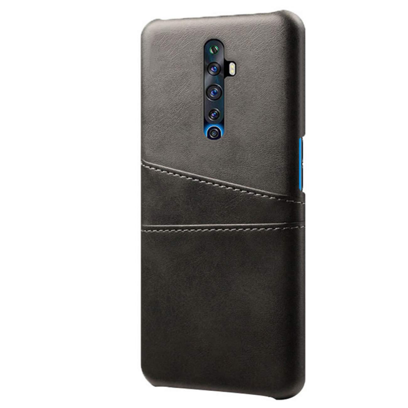 HualuBro Oppo Reno 2Z / 2F Case, Premium PU Leather Ultra Slim Shockproof Back Bumper Phone Case Cover with Card Slot Holder for Oppo Reno 2Z / 2F Phone Case (Black)