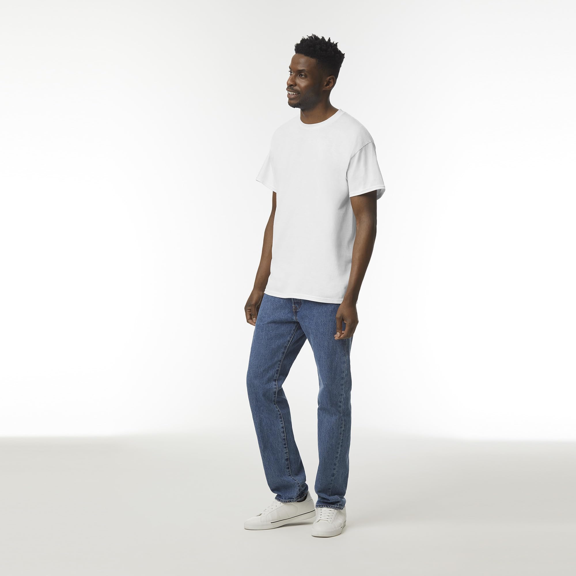 Gildan Men's Heavy Cotton T-Shirt, Style G5000, Multipack, White (10-Pack), Large