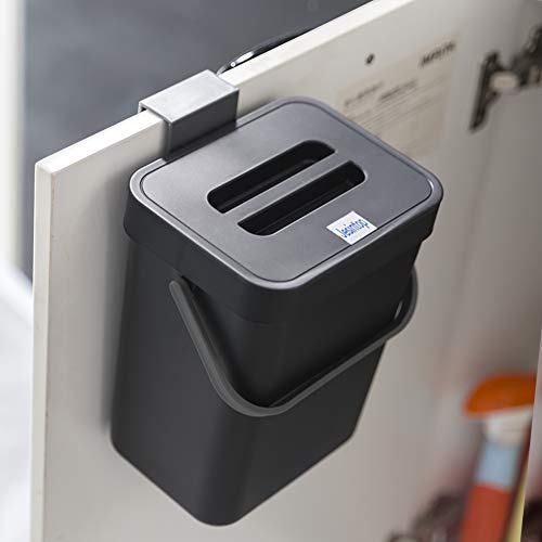 Jesintop Compost Caddy, Mini Countertop Trash Can, Compact Waste Basket Garbage Can, Compost Caddy Small Trash Bin with Lid for Desk/Office/Kitchen, 3L/0.8 Gal Series, Black