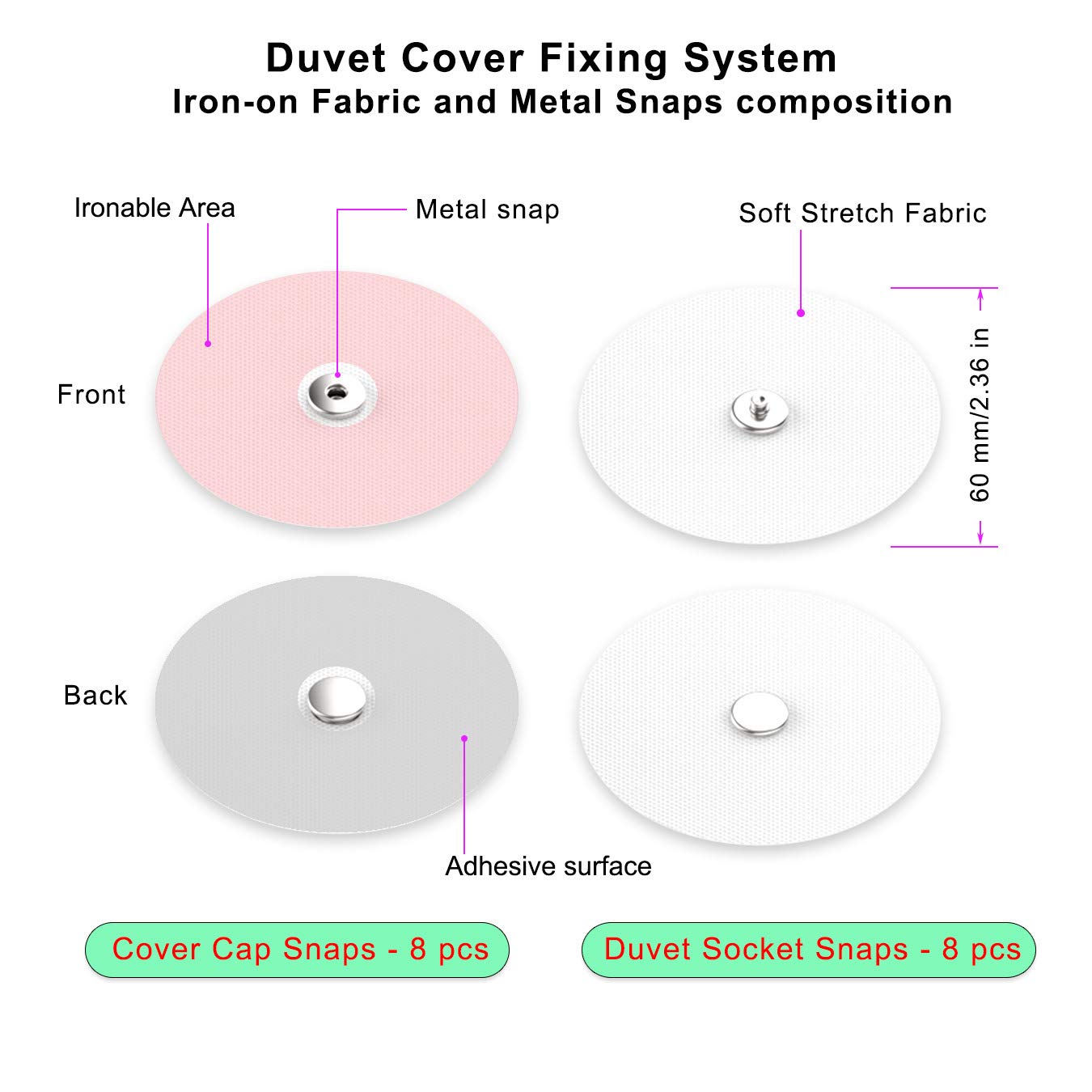 Duvet Cover Snaps Metal 16 Pcs