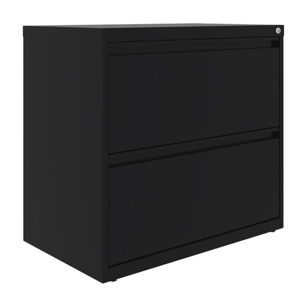 Hirsh 30 inch Wide 2 Drawer Lateral 101 File Cabinet in Black, Fully Assembled