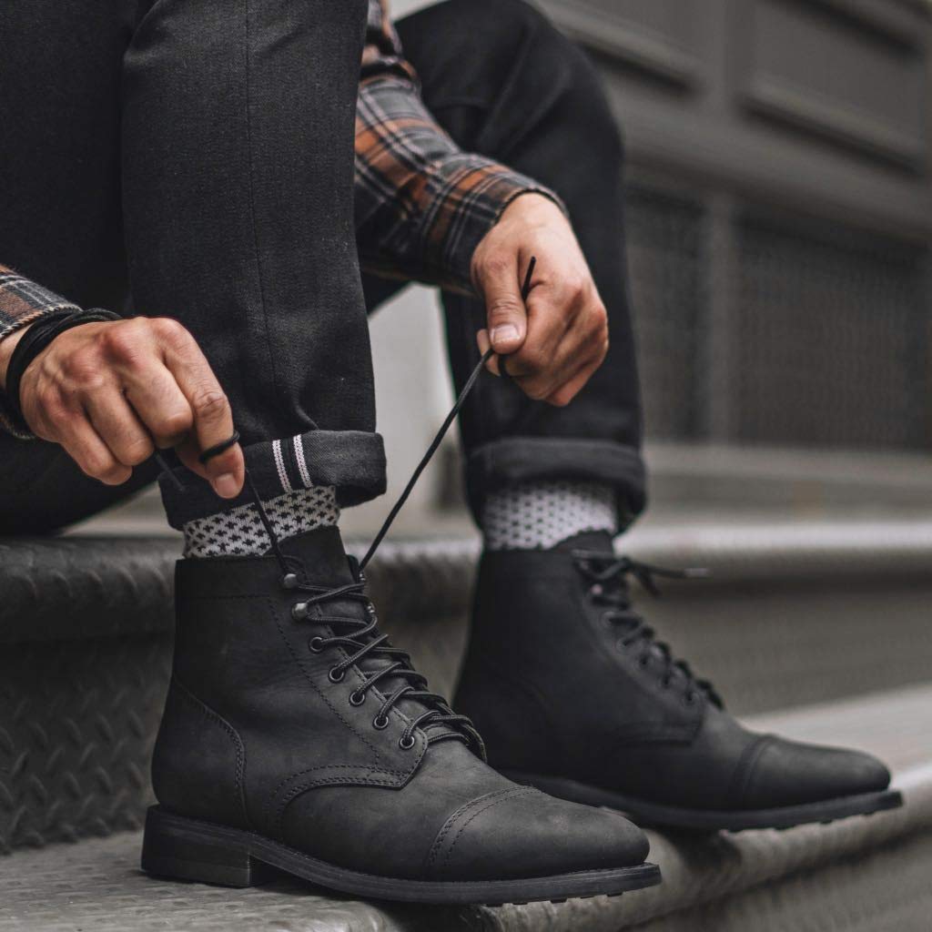 Thursday Boot Company Men's Captain Rugged and Resilient Cap Toe Boot, Black Matte, Size 10