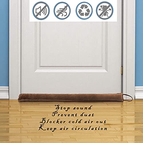 DreamQuil Under Door Snake Draft Stopper Noise Air Door Draft Blocker Heavy Bottom Draft Guard Reduce Light Wind Door Seal Sweep for Outside Patio Exterior or Interior Doors 36 inch (Brown)