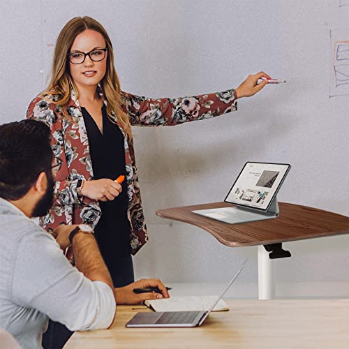 HAOOAH 47" Mobile Standing Desk(26" W*19.3" D), Adjustable Height Laptop Desk, Pneumatic Desk with Gas Spring Riser, Podium for Home, Office,Classroom,Medical, (29" to 46.9" H) (Walnut)