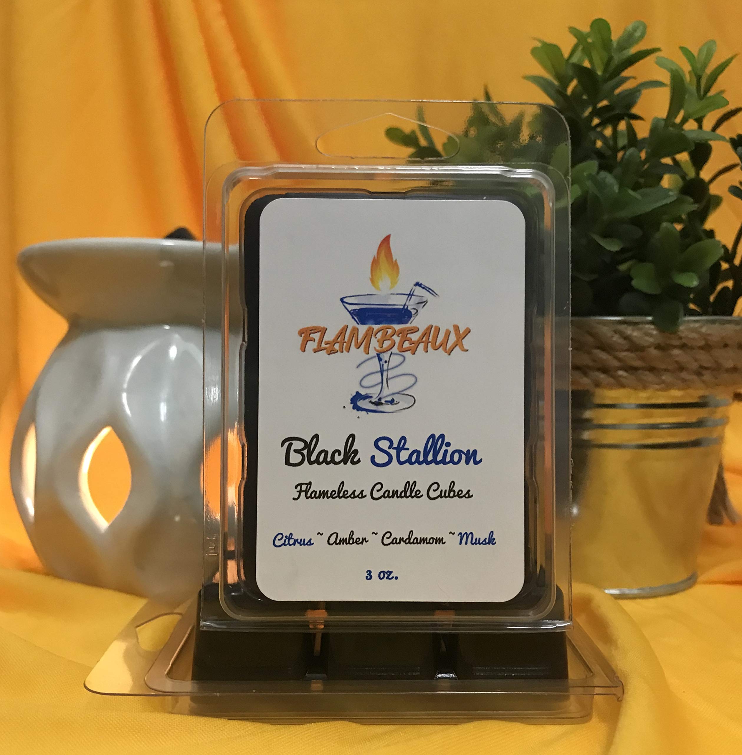 Flambeaux Black For Men | Black Stallion Wax Melts | Wax Cubes for Candle Warmer | Masculine Scent | Long Lasting