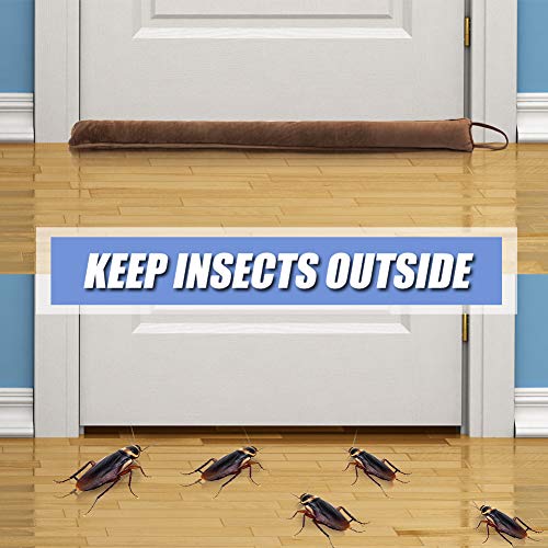 DreamQuil Under Door Snake Draft Stopper Noise Air Door Draft Blocker Heavy Bottom Draft Guard Reduce Light Wind Door Seal Sweep for Outside Patio Exterior or Interior Doors 36 inch (Brown)