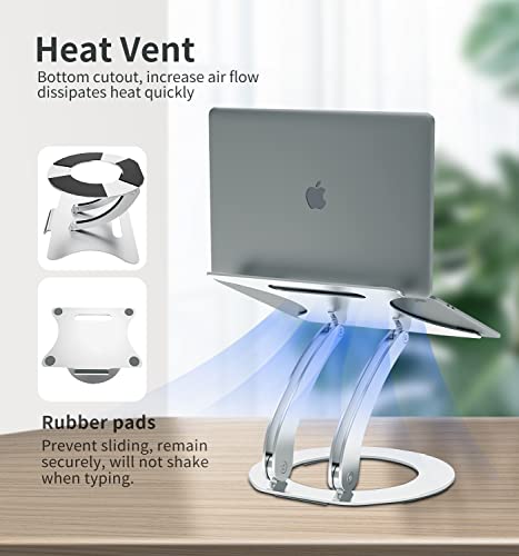 JZBRAIN Adjustable Laptop Stand, Portable Computer Stand for 15.6inch Laptops, Ergonomic Laptop Stand for Desk, Foldable Laptop Holder Compatible with 10-15.6inch Laptops - Silver