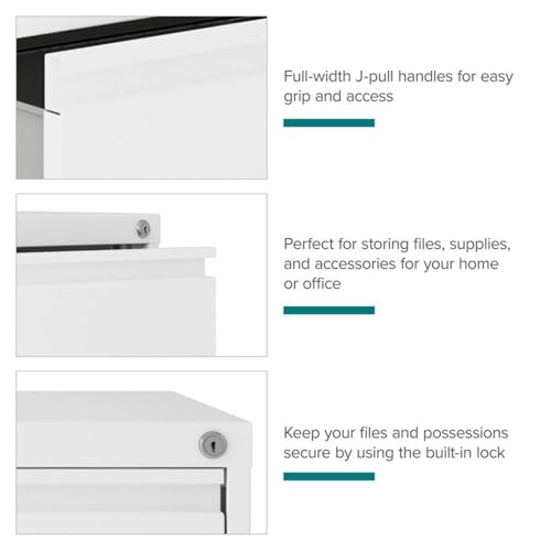 Hirsh 30" W Modern Metal Lateral File Cabinet with 2 Drawers & Secure Lock, Powder Coat, for Home/Office, in White Finish