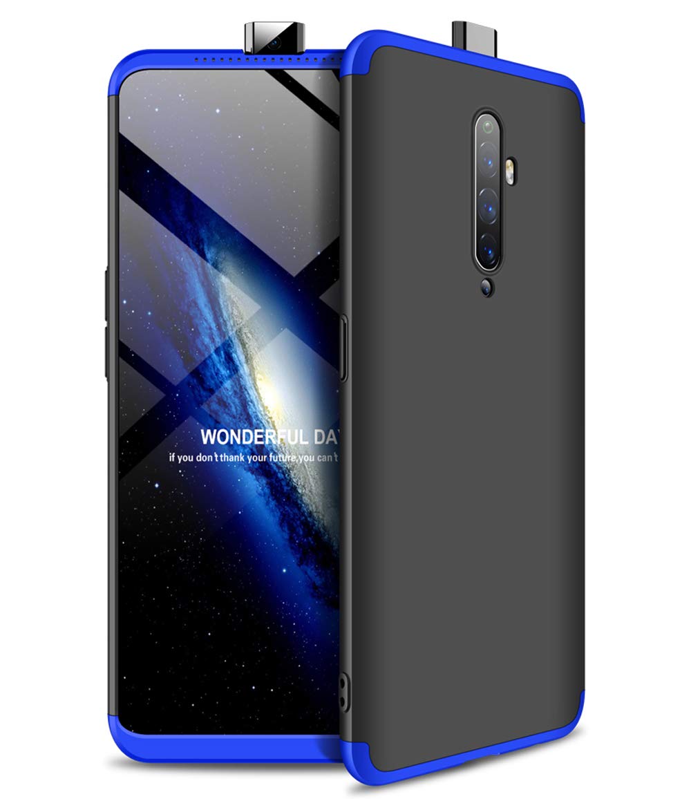 ZSCHAO Case for Oppo Reno2 Z Oppo Reno 2Z 360 Degree Ultra Slim Anti-Shock with Tempered Glass Case Compatible with Oppo Reno2 Z Hard Shockproof Full Matte Case Cover Black + Blue