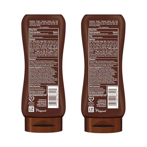 Hawaiian Tropic Island Tanning Lotion - Outdoor Tanning Lotion with SPF 4, Oxybenzone Free Sunscreen, 8oz, Twin Pack