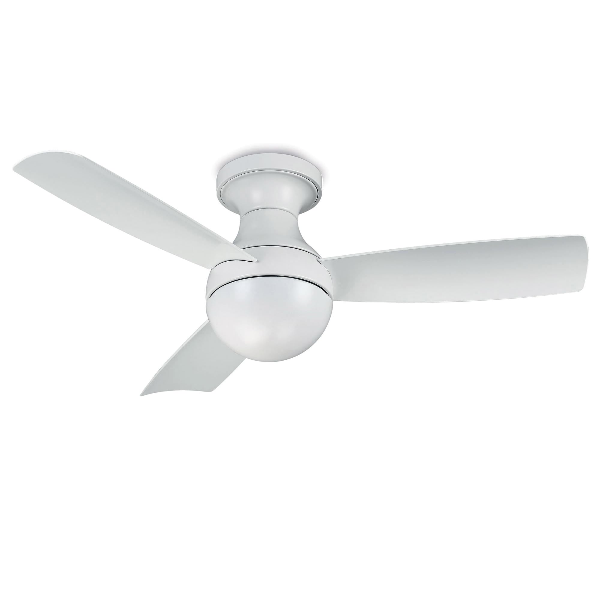WAC Smart Fans Orb Indoor and Outdoor 3-Blade Flush Mount Smart Home Ceiling Fan 44in Matte White with Remote Control works with Alexa and iOS or Android App
