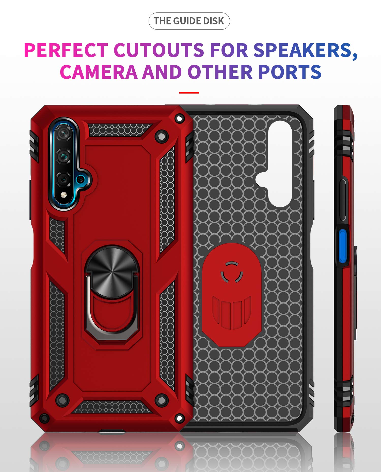 EasyLifeGo for Huawei Nova 5T / HONOR 20 Case with Screen Protector Tempered Glass [2 pieces], Hybrid Heavy Duty Armor Dual Layer Anti-Scratch Case Cover, Black