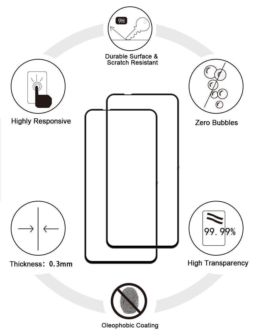 EasyLifeGo for Huawei Nova 5T / HONOR 20 Case with Screen Protector Tempered Glass [2 pieces], Hybrid Heavy Duty Armor Dual Layer Anti-Scratch Case Cover, Black