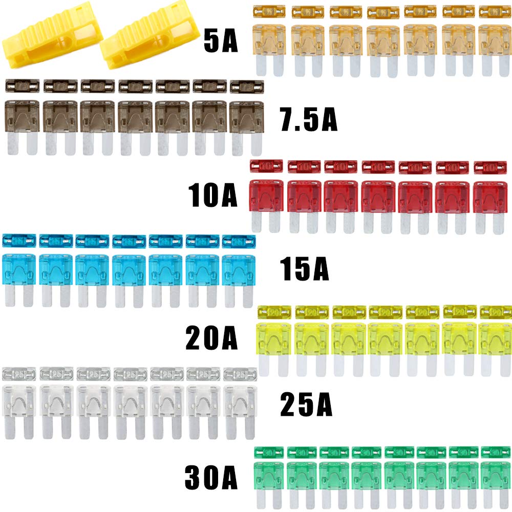 ACBungji 140 Pack Micro 2 Fuse Kit Automotive Assorted, Upgraded Micor II Blade Fuse 5A 7.5A 10A 15A 20A 25A 30A ATO ATC for SUV Truck Rv Car Fuses Assortment Kit