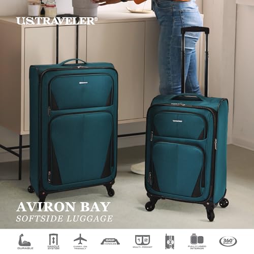 U.S. Traveler Aviron Bay Expandable Softside Spinner Wheels, Navy, 3 Piece Luggage