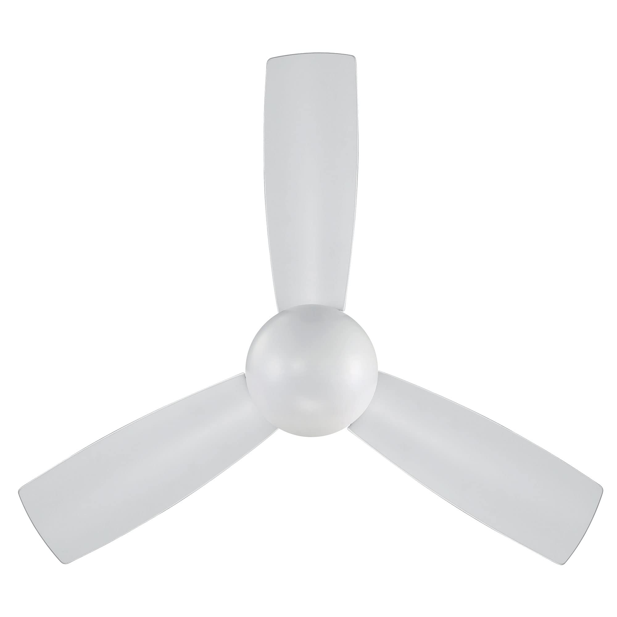 WAC Smart Fans Orb Indoor and Outdoor 3-Blade Flush Mount Smart Home Ceiling Fan 44in Matte White with Remote Control works with Alexa and iOS or Android App