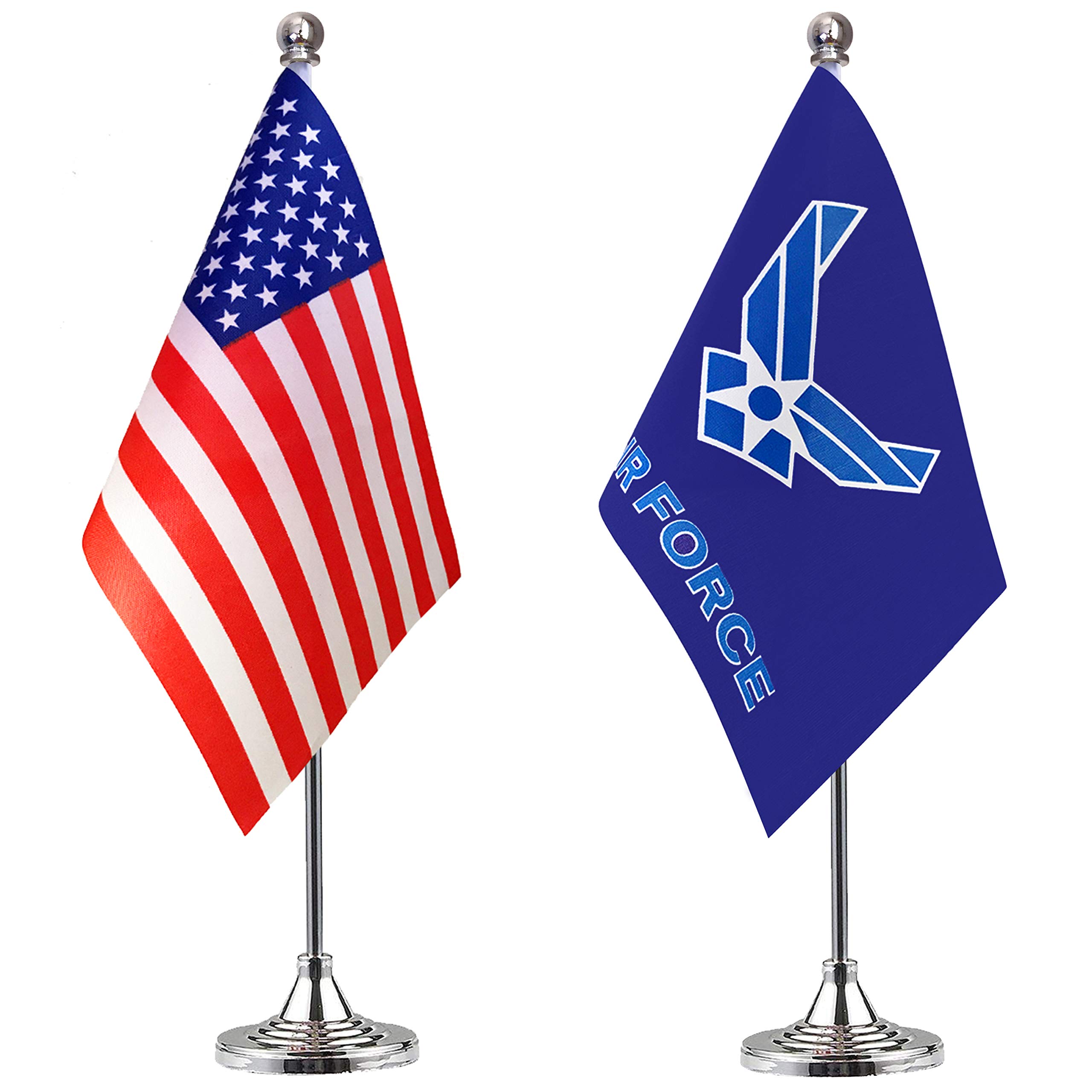 LoveVC US Air Force Wings Desk Flag Small Mini Military Office Table Flags with Stand Base,2 Pack
