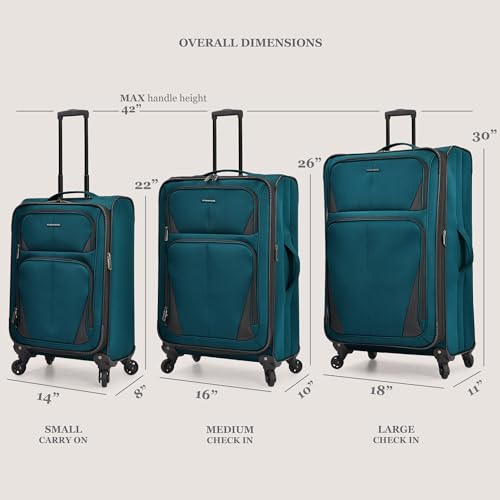 U.S. Traveler Aviron Bay Expandable Softside Spinner Wheels, Navy, 3 Piece Luggage