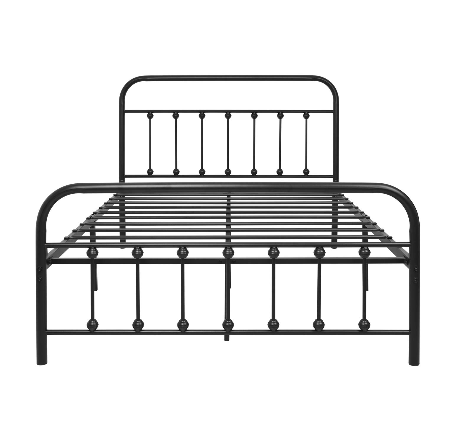 YALAXON Vintage Sturdy Full Size Metal Bed Frame with Headboard and Footboard Basic Bed Frame No Box Spring Needed,Black