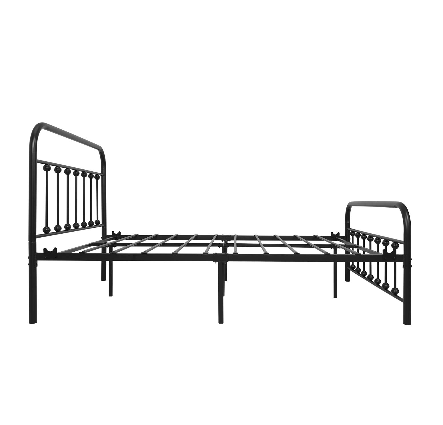 YALAXON Vintage Sturdy Full Size Metal Bed Frame with Headboard and Footboard Basic Bed Frame No Box Spring Needed,Black