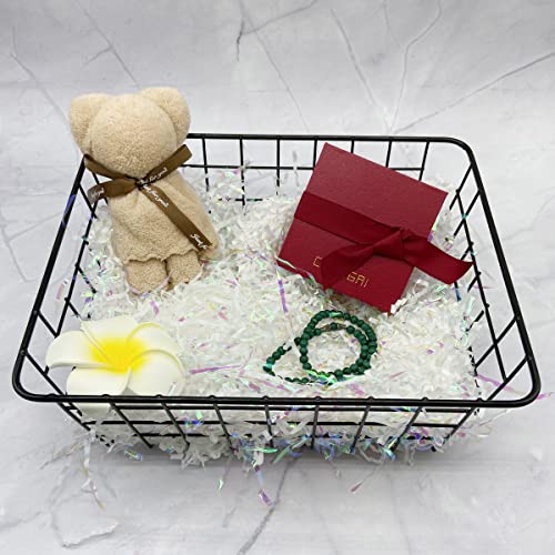 Cutcatwing 1/2 LB White and Iridescent Crinkle Paper Crinkle Cut Paper Shred Filler Diamond White Raffia Grass for Wedding Birthday Gift Wrapping Bags and Bridesmaid Engagement Gift