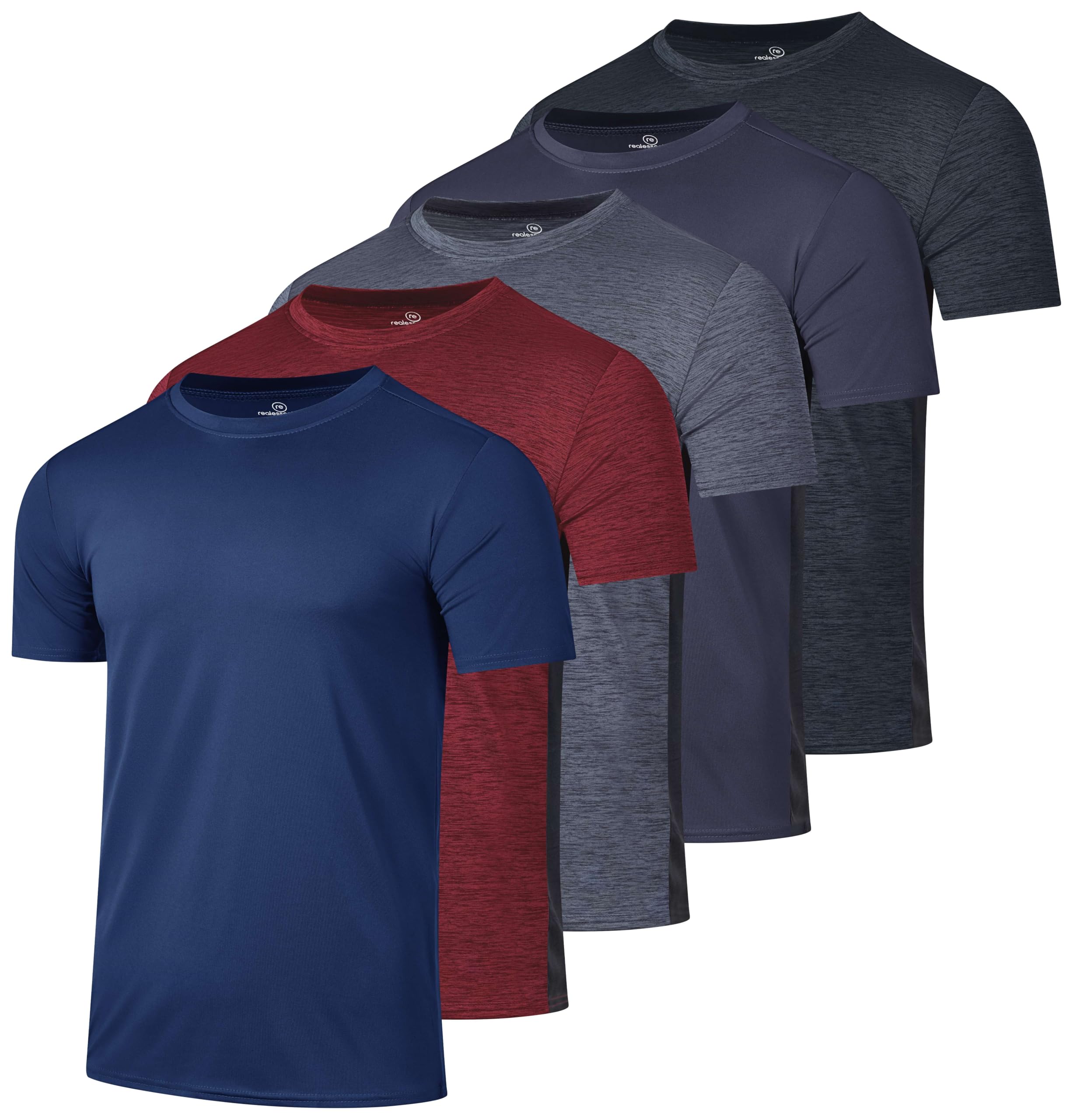 Real Essentials - Pack of 5 Men’s Active Quick Dry Fit Crew Neck T-Shirts Athletic Gym Workout Short Sleeve Tee Tops Camisas para Hombres Summer - XX-Large - Set 15