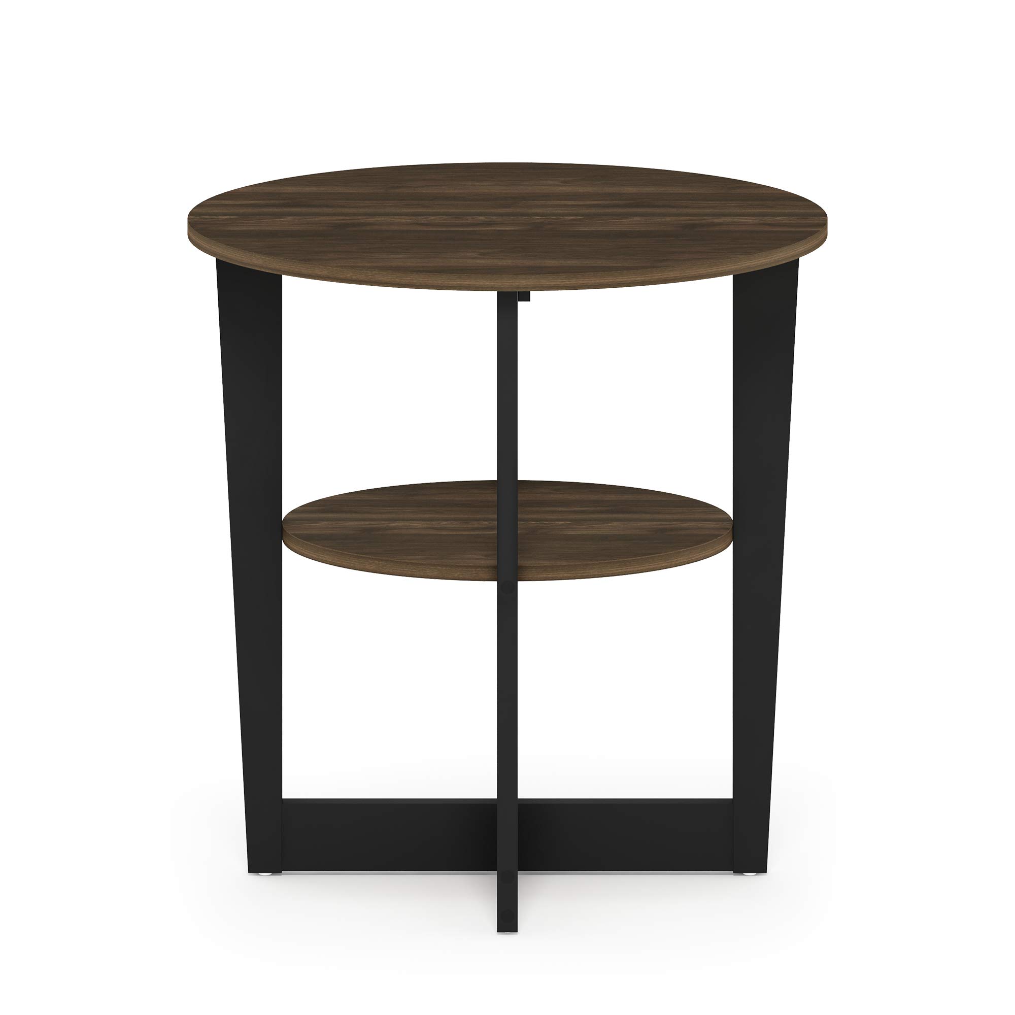 Furinno JAYA Oval End Side Night Stand/Bedside Table, 1-Pack, Columbia Walnut/Black