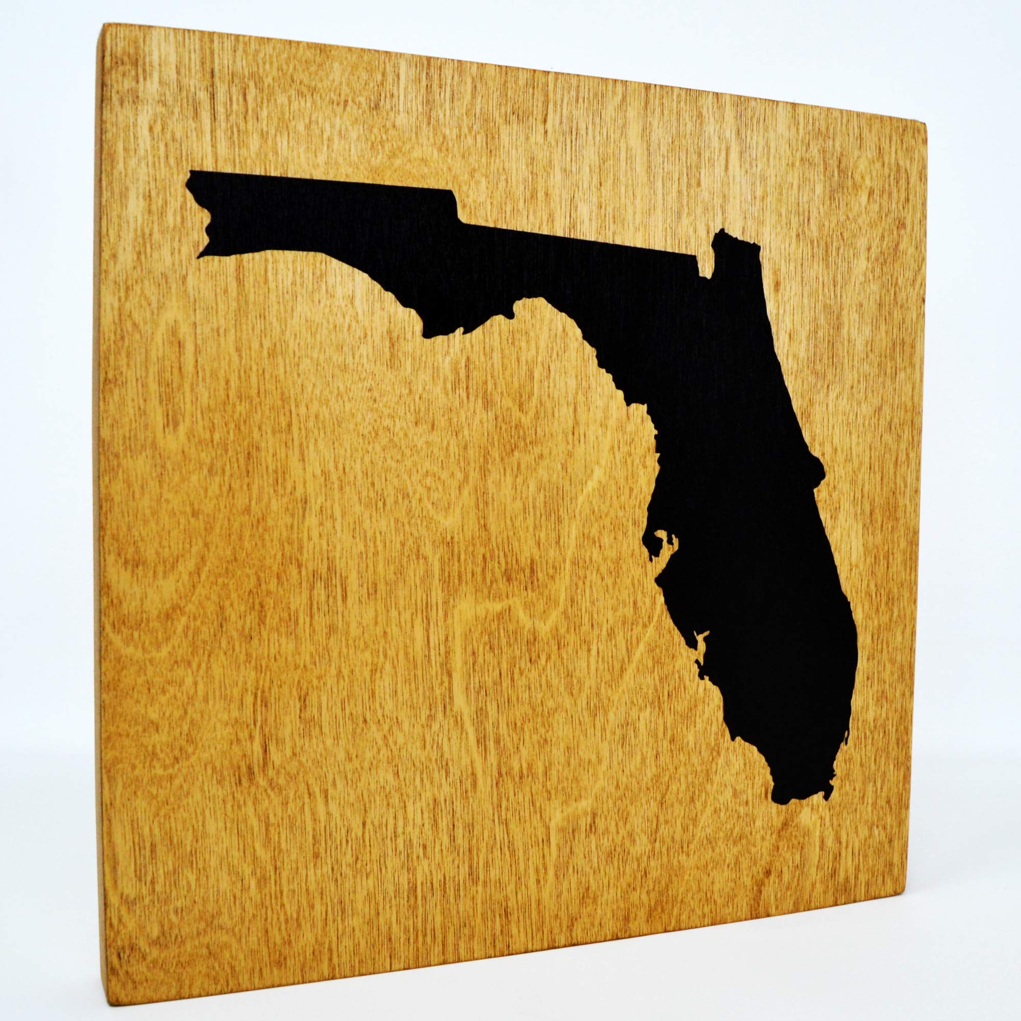 Florida Wall Decor - 8"x8" Decorative State Map Silhouette Wood Sign - Rustic Home State Pride Gifts and Decorations