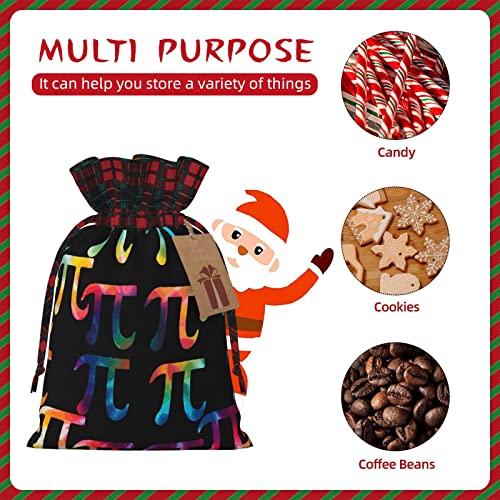 Christmas Drawstring Gift Bags Pi-Math Buffalo Plaid Drawstring Bag Party Favors Bags