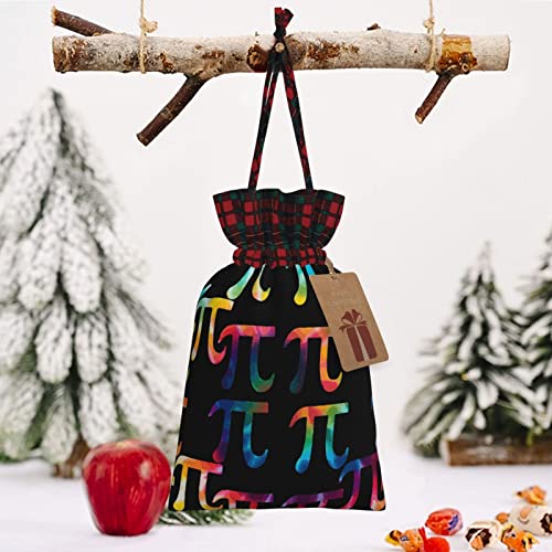 Christmas Drawstring Gift Bags Pi-Math Buffalo Plaid Drawstring Bag Party Favors Bags
