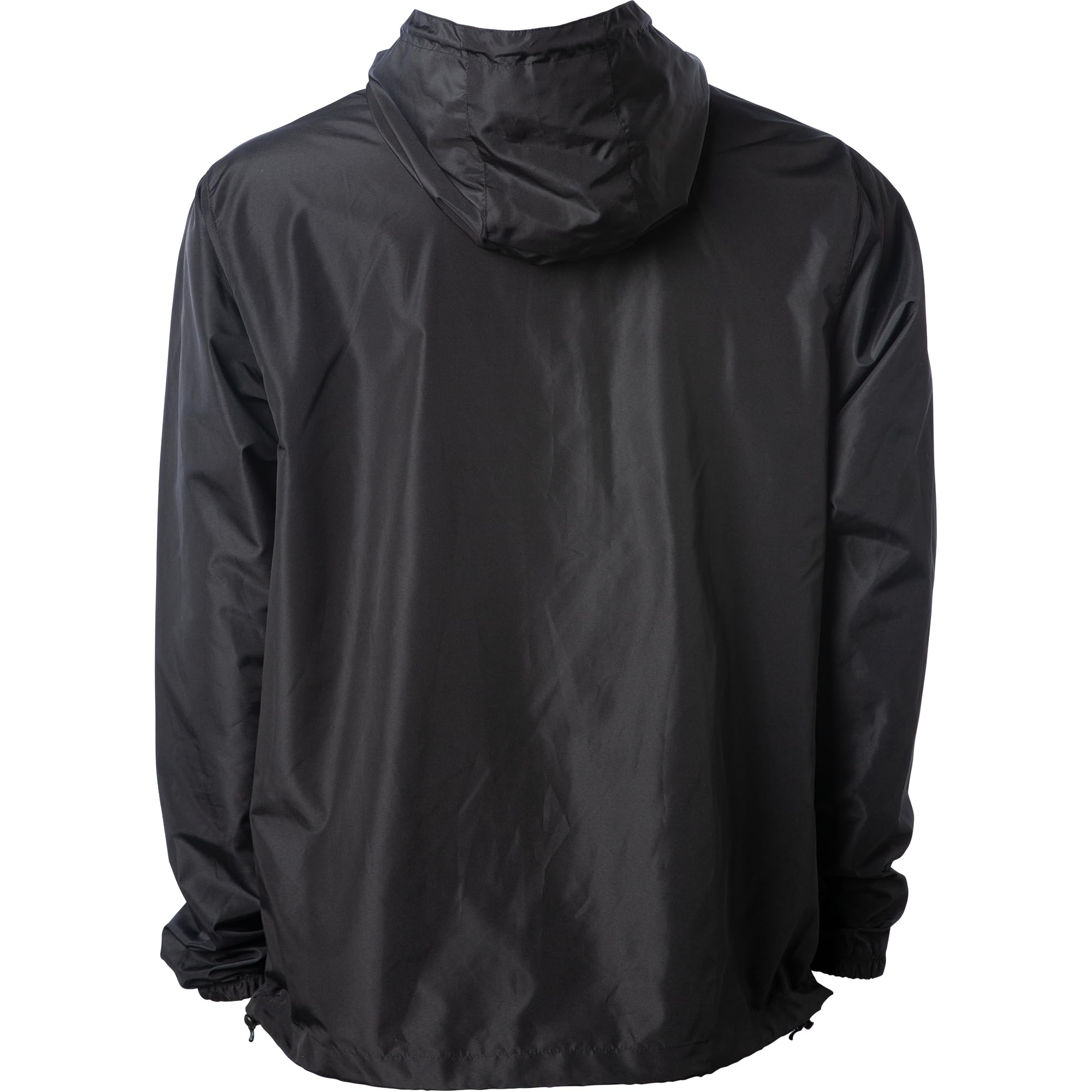 Global Blank Men's Lightweight Windproof Water Resistant Windbreaker Packable Jacket Shell with Hood, Black, Large