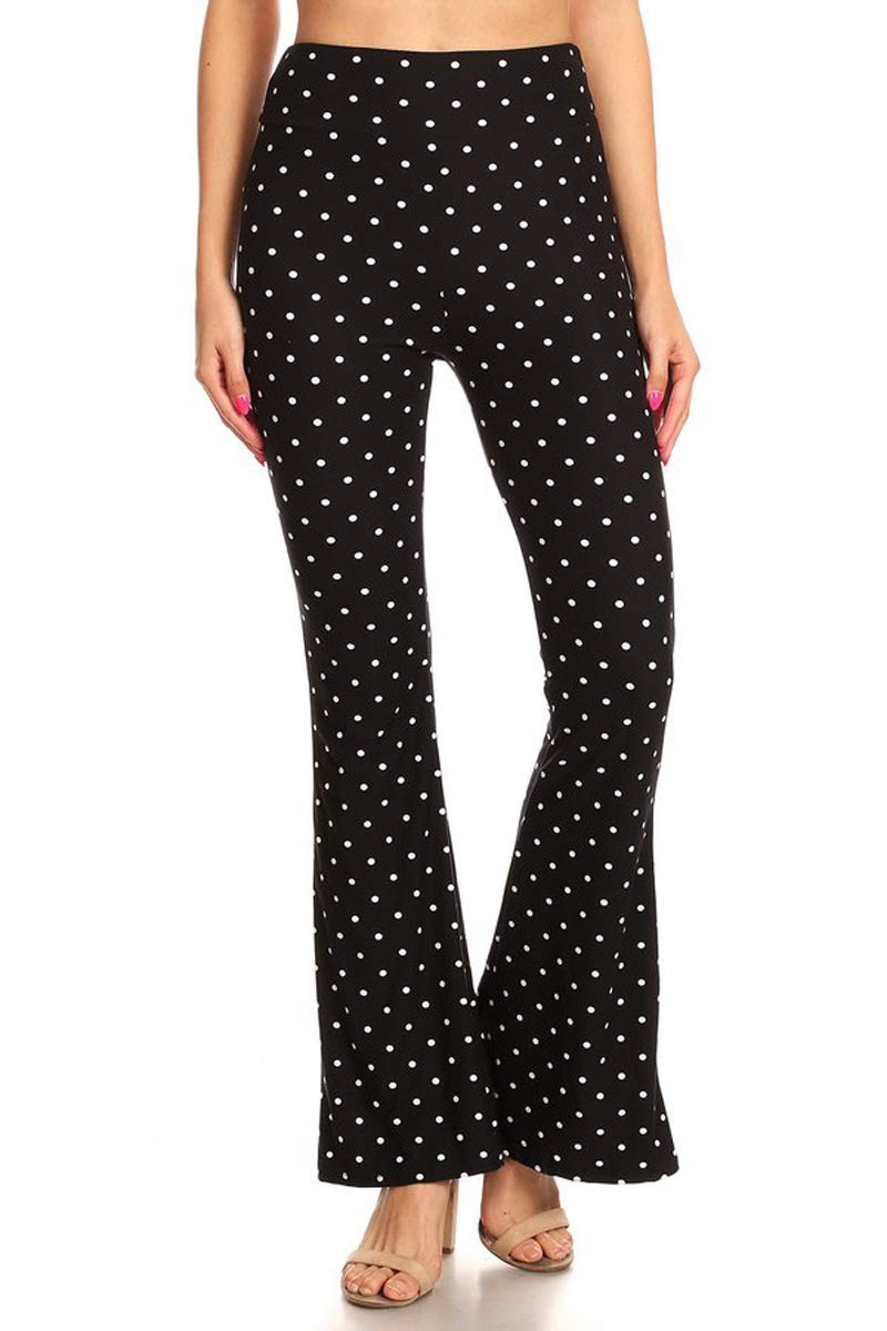 Leggings Depot Women's Wide Leg Palazzo Pants for Casual, Work, Lounge-R885 (Polka Dots, Medium)
