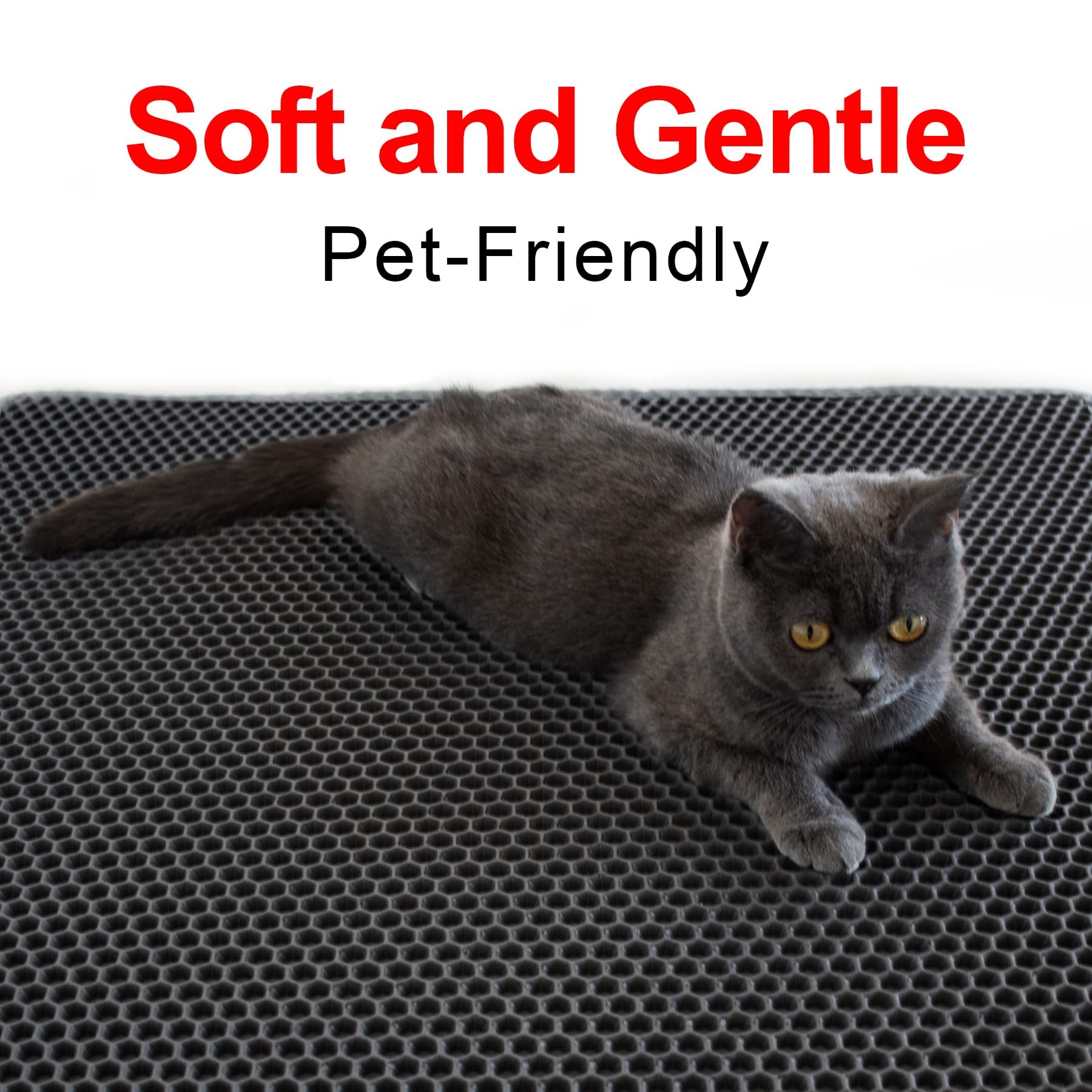 Waretary Cat Litter Box Mat: 36"x 30" Waterproof Kitty Cat Litter Trapping Mat, Easy-clean Double-layer Scatter Control Pad Rug (Black)