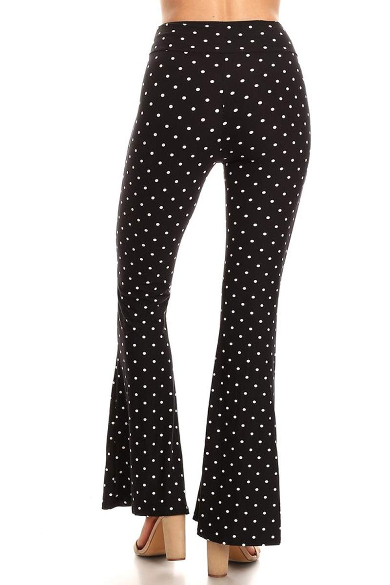 Leggings Depot Women's Wide Leg Palazzo Pants for Casual, Work, Lounge-R885 (Polka Dots, Medium)